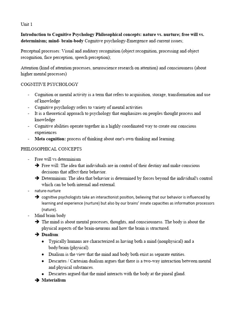 Unit 1 - Attention and Perception | PDF | Perception | Attention