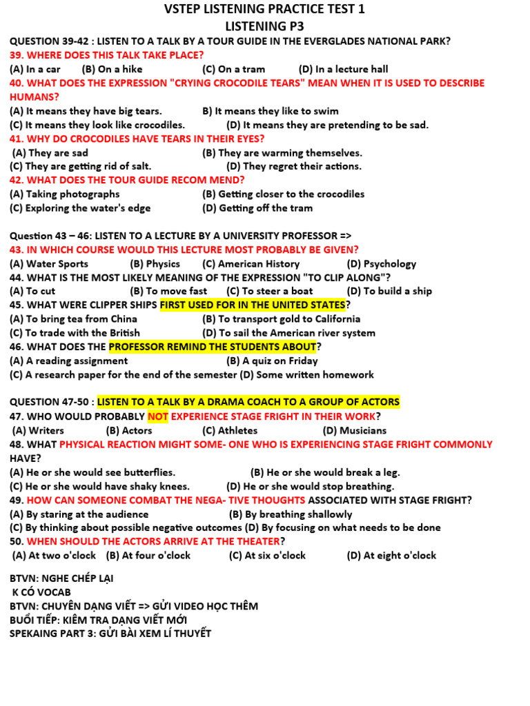 Vstep Listening Practice Test 2 | PDF | Psychology