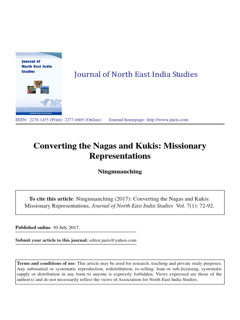 Journal of North East India Studies: Converting The Nagas and Kukis: Missionary Representations ...
