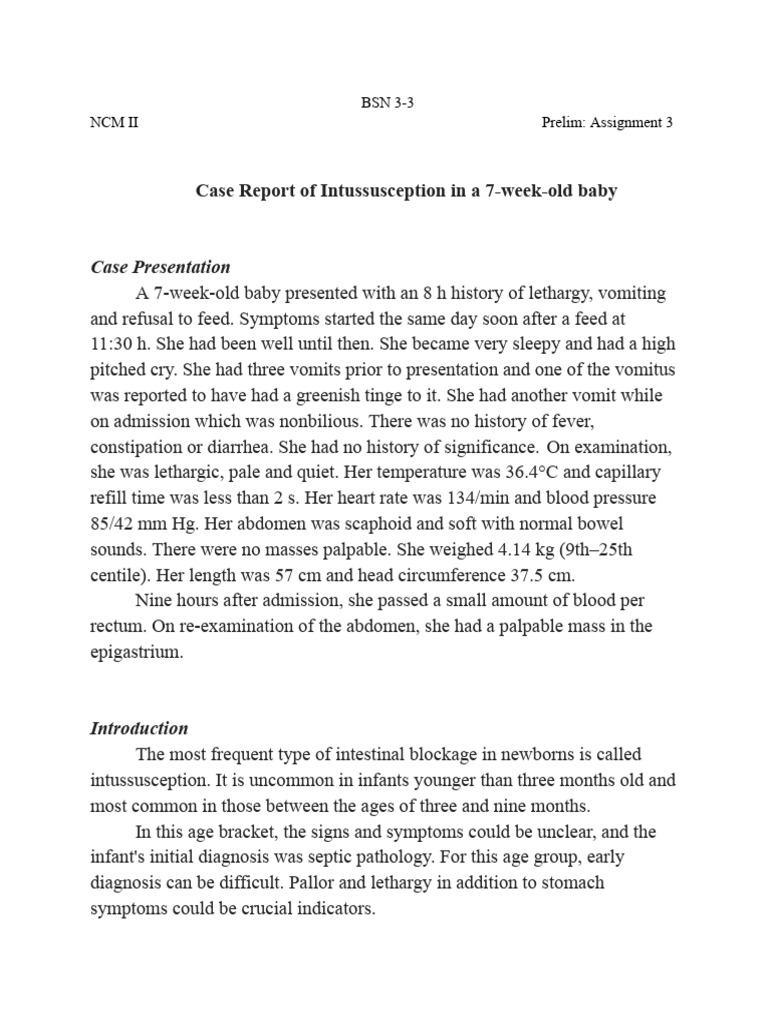 Case Report - Intussusception | PDF | Causes Of Death | Diseases And ...