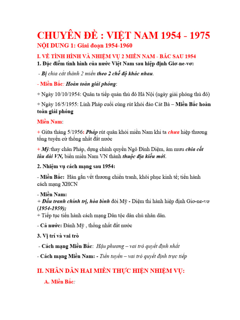 Nội Dung LSVN 1954-1975 | PDF