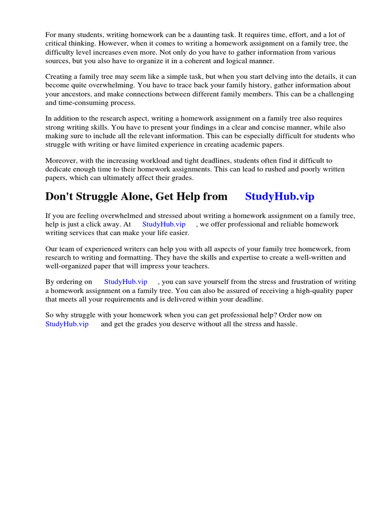 Homework Family Tree | PDF | Homework