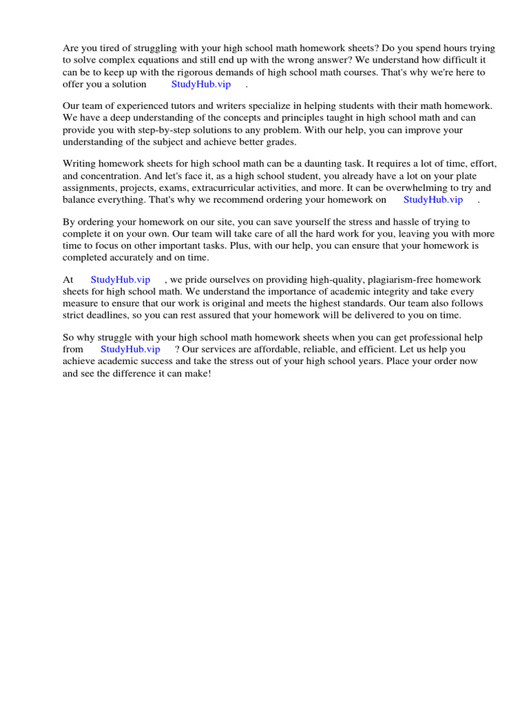 High School Math Homework Sheets | PDF | Mathematics | Worksheet