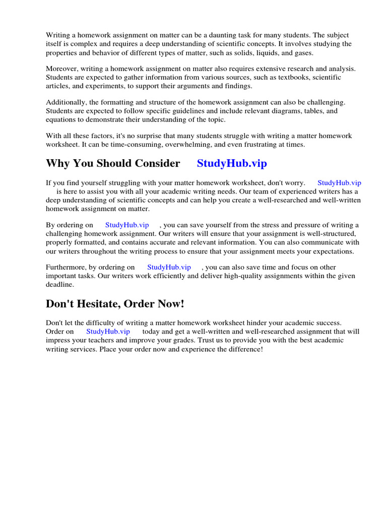 Matter Homework Worksheet | PDF | Matter | Gases