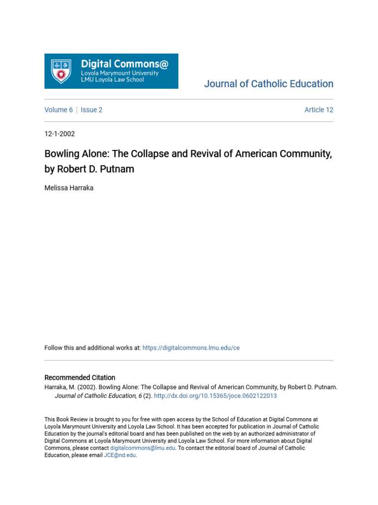 Bowling Alone - The Collapse and Revival of American Community by | PDF ...