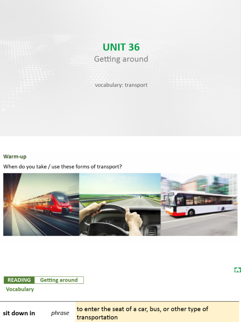 Vocabulary for Getting Around | PDF | Vocabulary | Noun