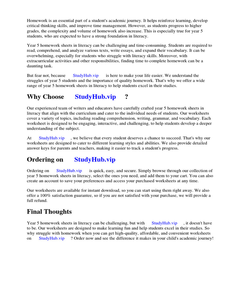 Year 5 Homework Sheets Literacy | PDF | Literacy | Worksheet