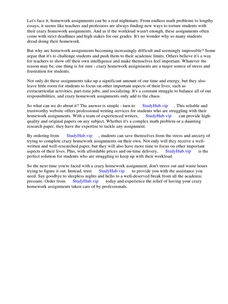 Crazy Homework Assignments | PDF | Homework | Teachers