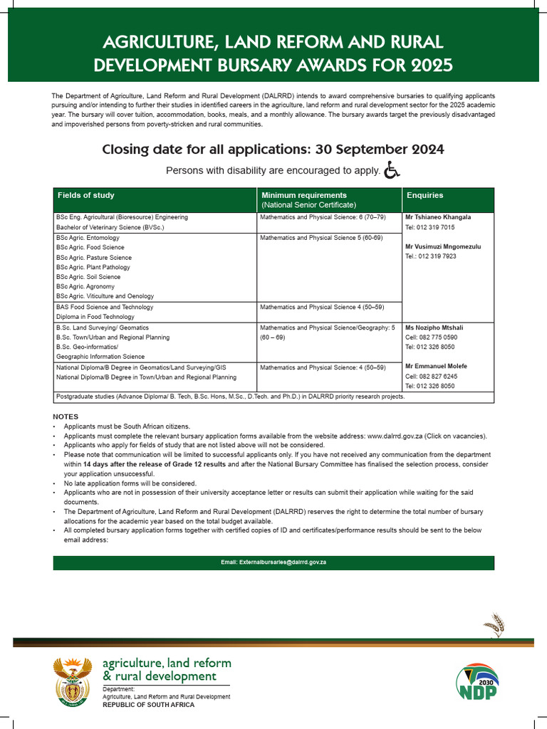Busary Awards _Advert 2025_Colour | PDF | Bachelor Of Science | Science