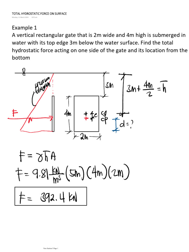 Hydrostatic Force Examples | PDF