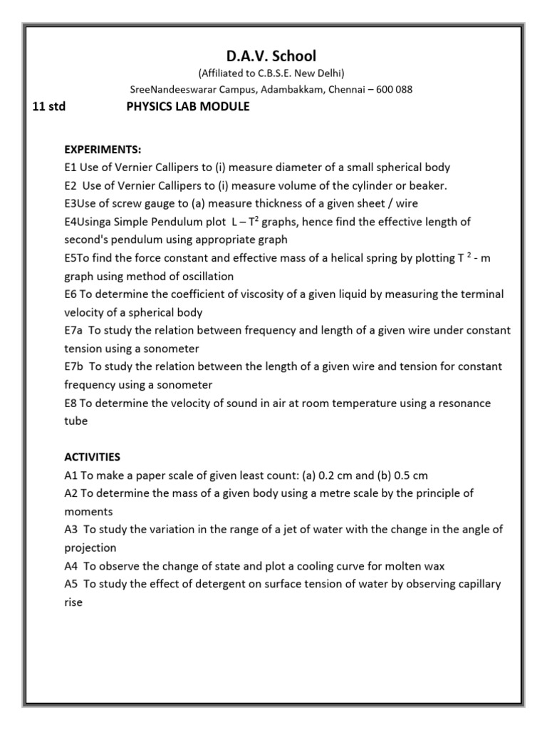 11 PHYSICS PRACTICAL MODULE Expt 1 4 1691641397 | PDF | Pendulum
