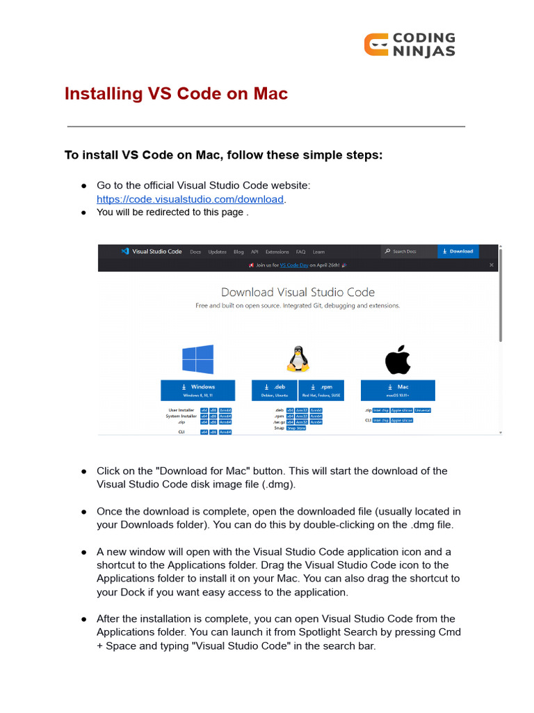 Mac VS Code Installation Guide | PDF