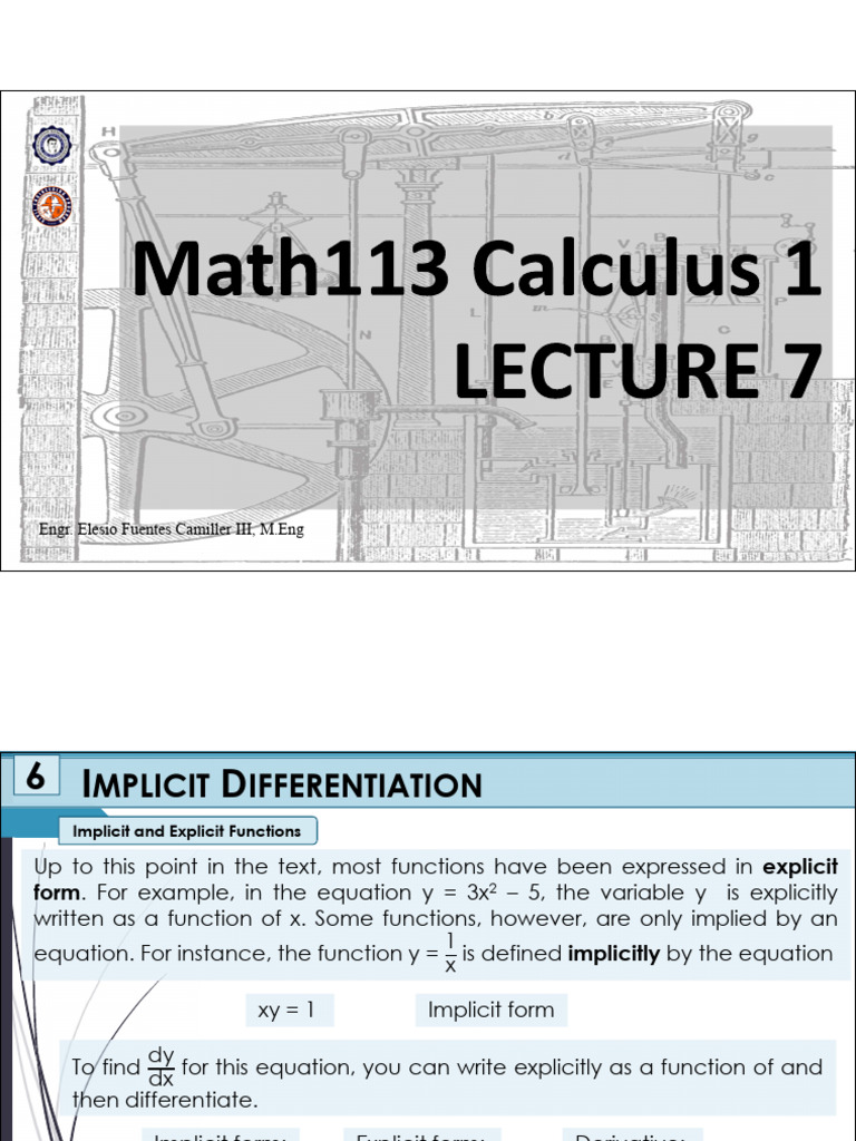 Lecture 7 Pdf Function Mathematics Derivative