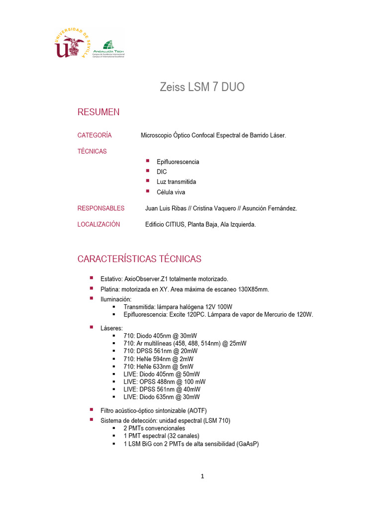 Microscopio Confocal Zeiss LSM 7 DUO | PDF | Óptica | Radiación ...
