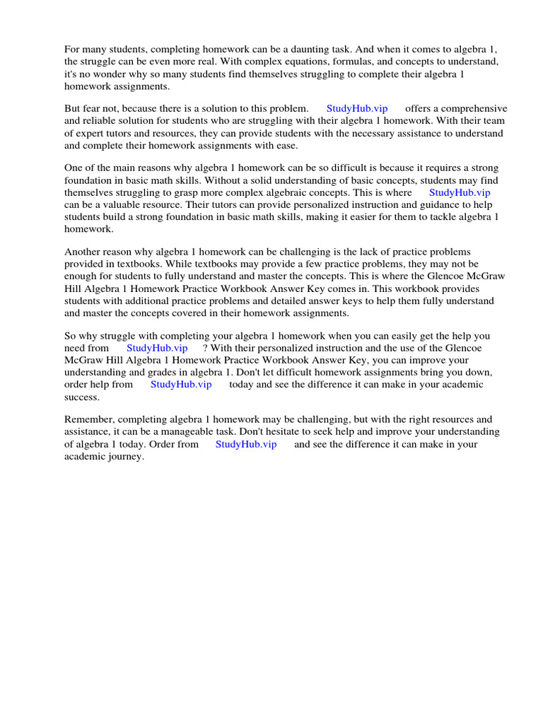 Glencoe Mcgraw Hill Algebra 1 Homework Practice Workbook Answer Key ... Glencoe Mcgraw Hill Algebra 1 Homework Practice Workbook Answer Key ...