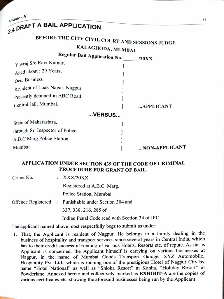 Bail Application | PDF | Bail | Justice