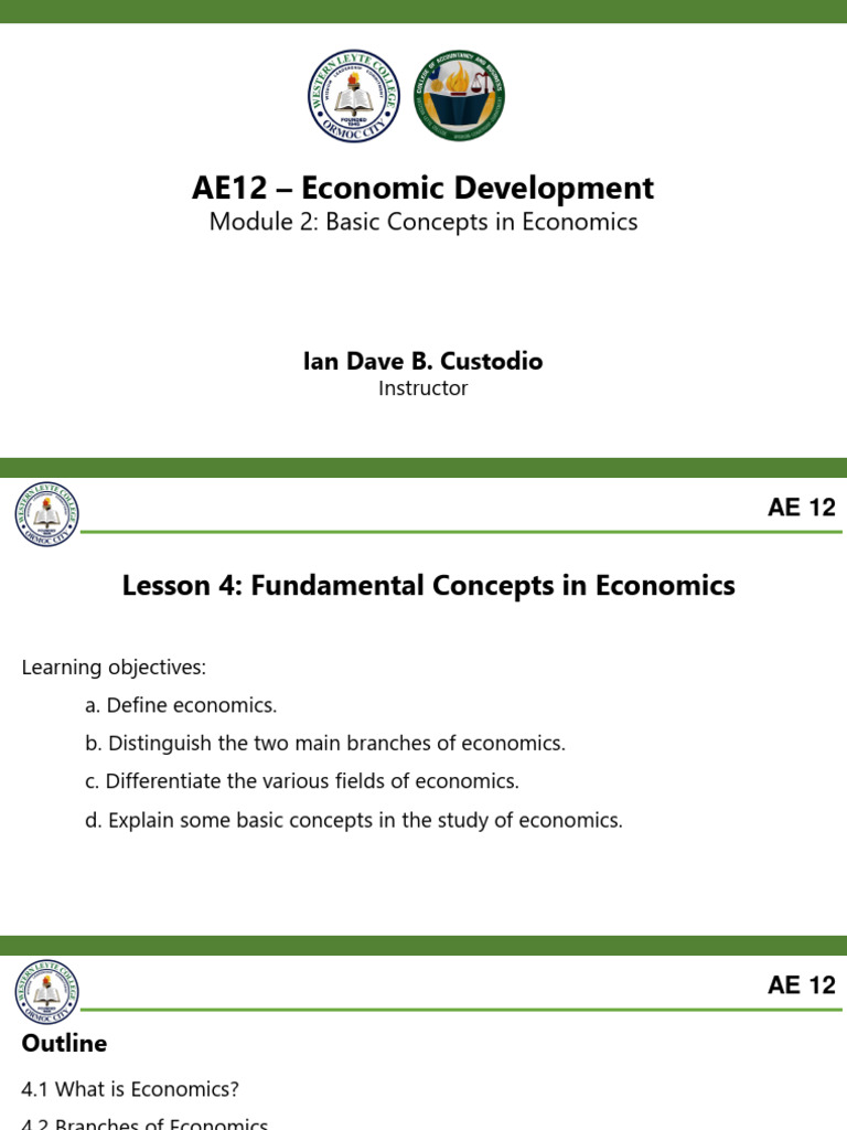 01 AE12 Mod2 Lesson4 FundamentalConceptsinEconomics | PDF | Economics ...