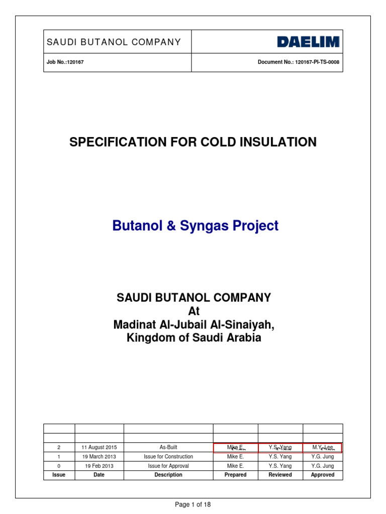 Cold Insulation Specs for Engineers | PDF | Thermal Insulation | Pipe (Fluid Conveyance)