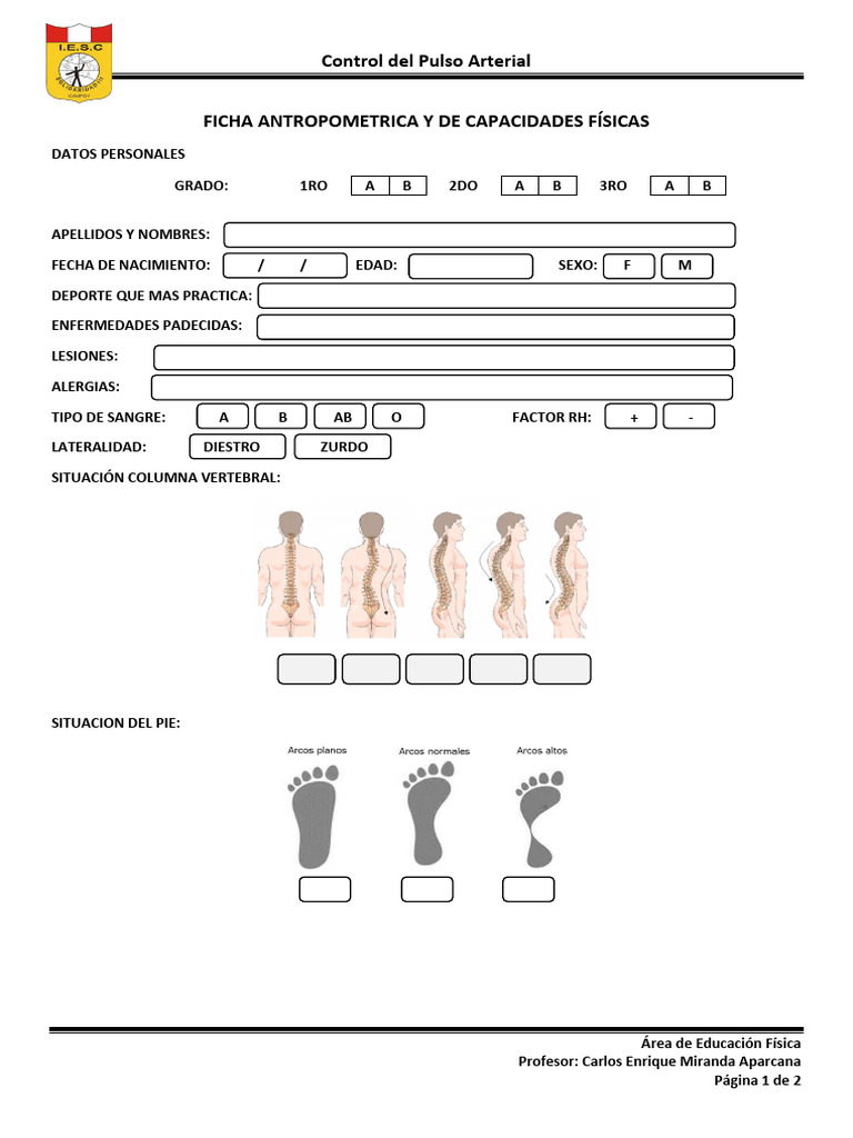 Ficha Antropométrica | Descargar gratis PDF | Medicina CLINICA ...