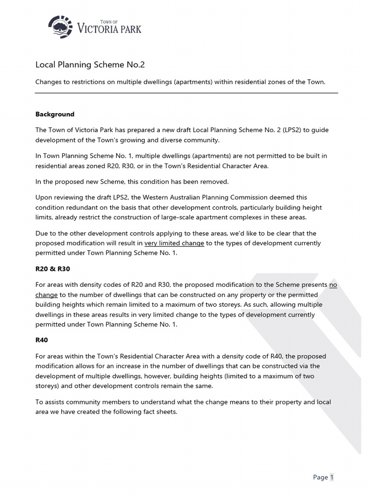 Local Planning Scheme 2 - Multiple Dwellings Fact Sheet | PDF | Apartment