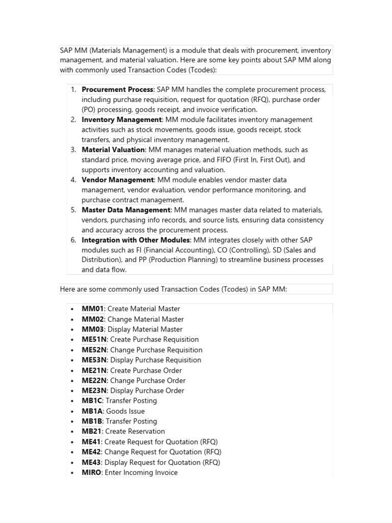 Sap MM Imp Question and Answers | PDF | Inventory | Procurement