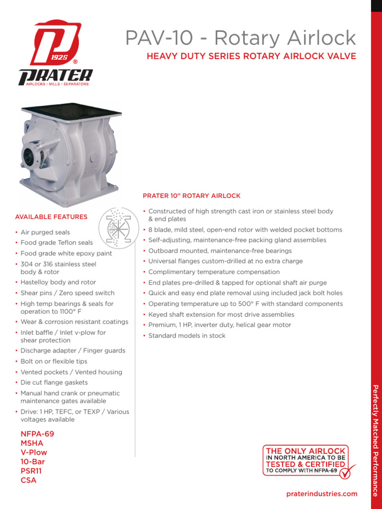 Prater-PAV-10-Heavy-Duty-Rotary-Airlock | PDF | Mechanical Engineering ...