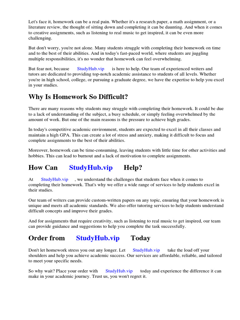 Your Homework Is To Listen To Real Music Get Inspired | PDF | Thought ...