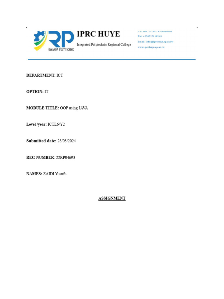 Assignment Java Pdf