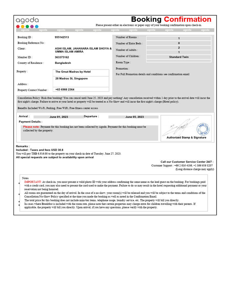 Confirmation_for_Booking_ID_#_955142513 | PDF | Credit Card | Payments