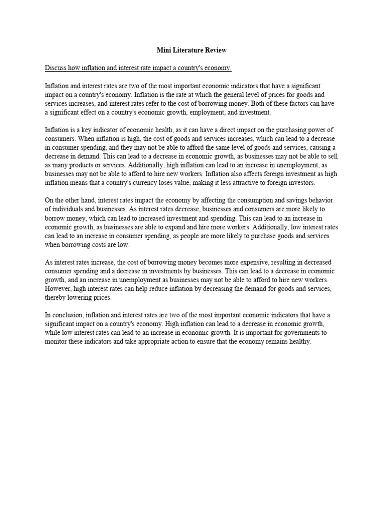 Mini Literature Review - Inflation and Interest Rate - Sandra Saad - Version1 | PDF | Inflation ...