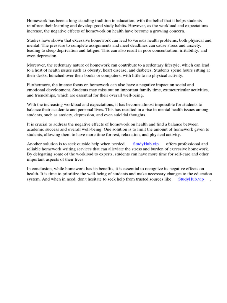 Homework Causes Health Problems | PDF | Homework | Teachers