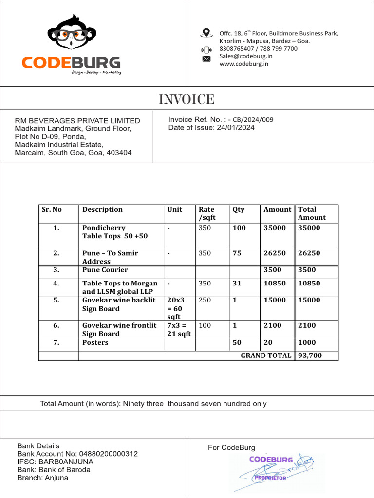 Invoice for RM Beverages | PDF