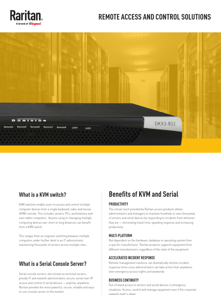 Raritan Remote Access and Control Solutions Brochure | PDF | Hdmi ...
