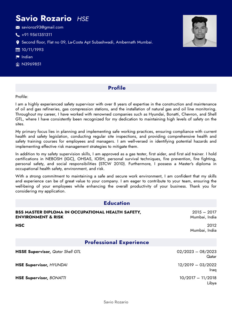 Savio - Rozario - Resume - 23 09 2023 09 36 56 | PDF | Occupational ...