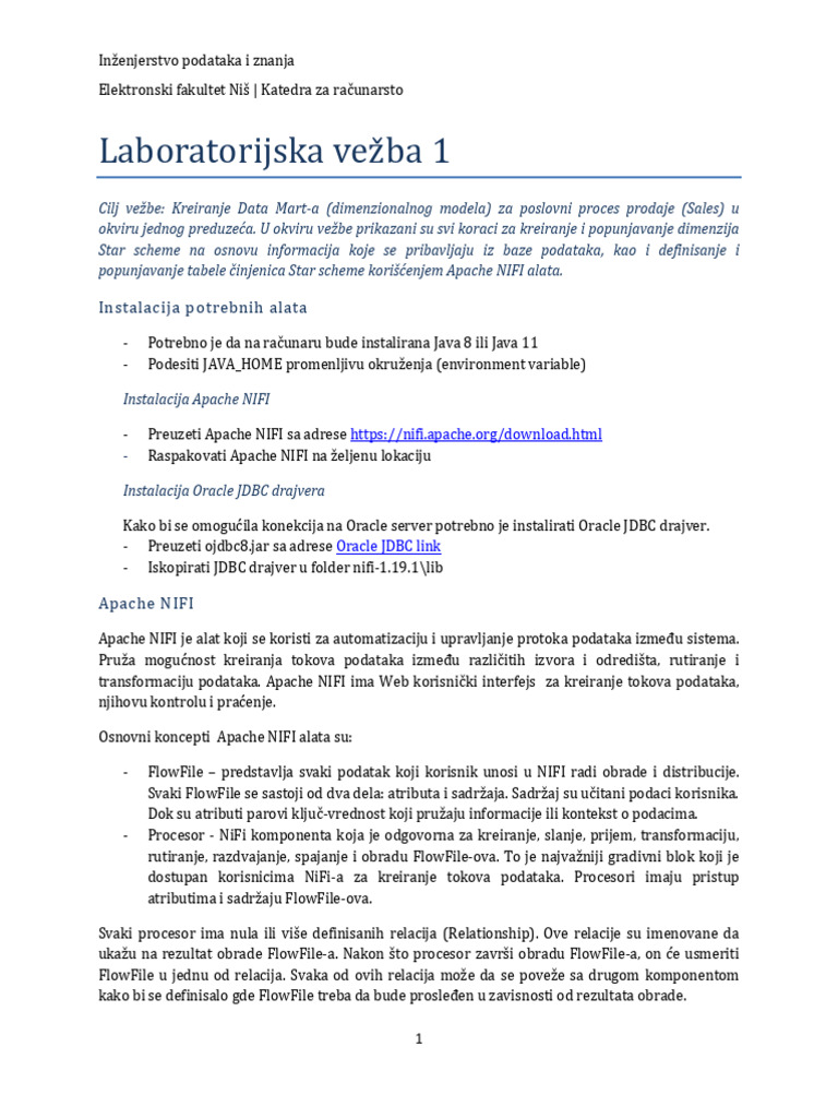 Inženjerstvo Podataka - Laboratorijska Vezba 1 | PDF