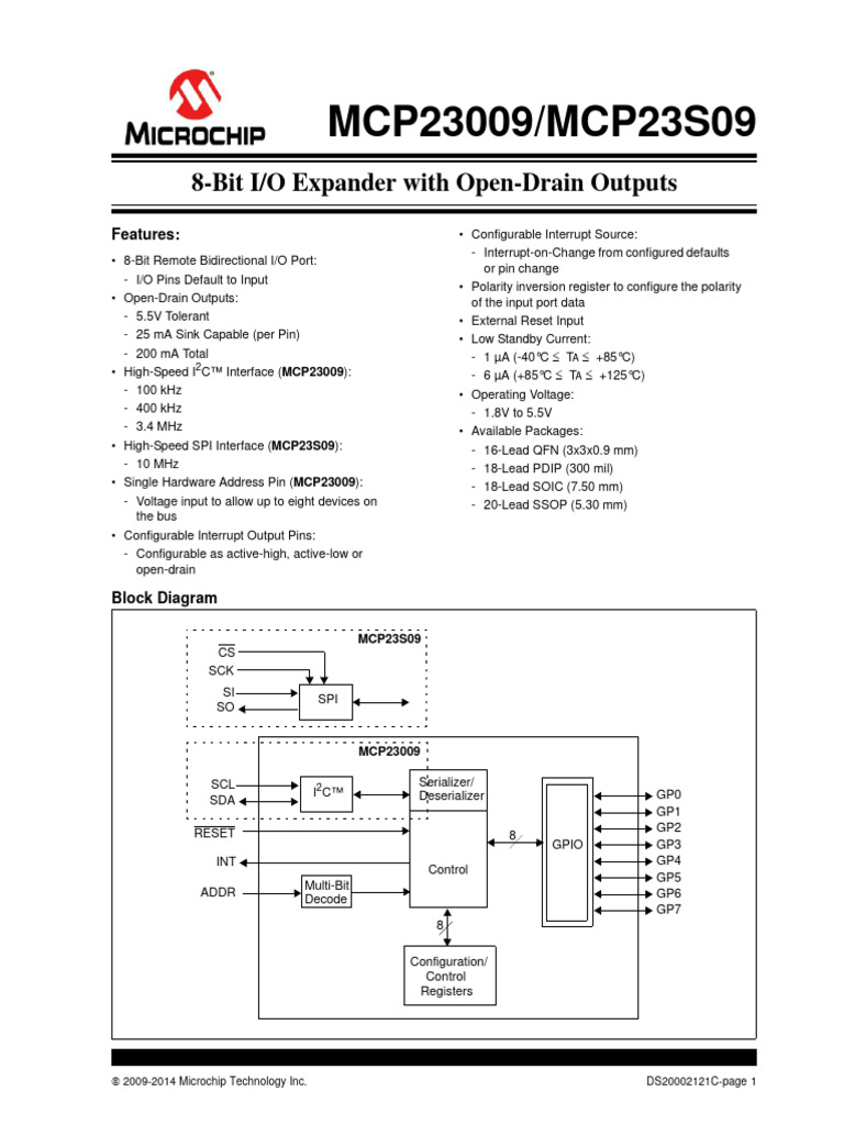 MCP23009 | PDF | Input/Output | Pointer (Computer Programming)