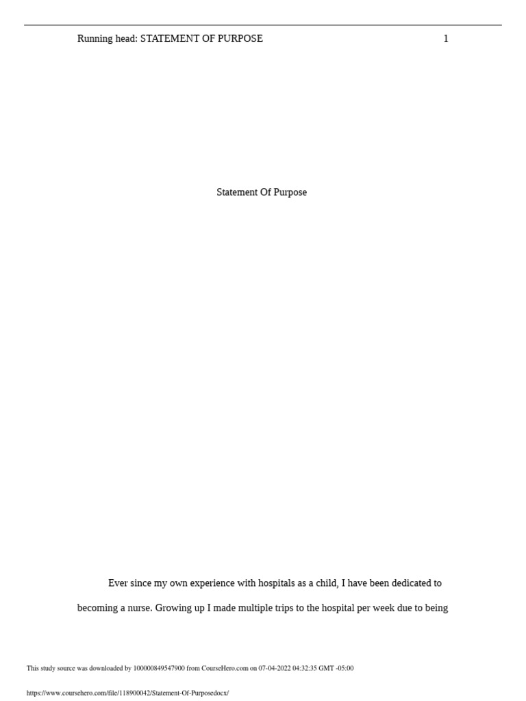 Statement Of Purpose Pdf Nursing Nurse Practitioner