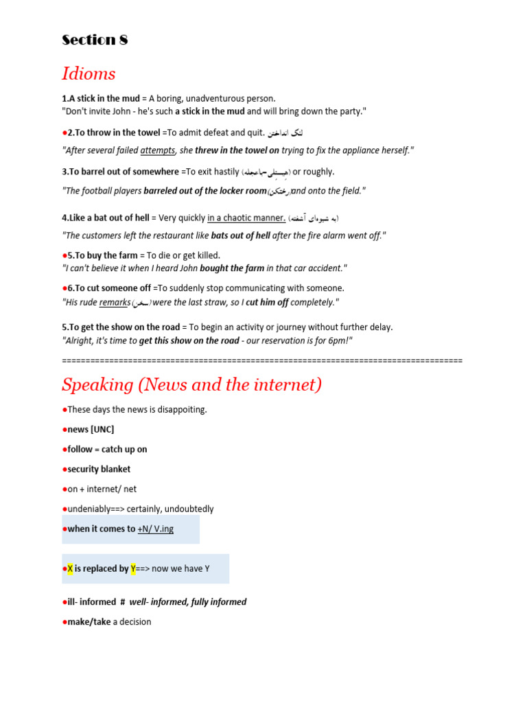 Idioms: Section 8 | PDF