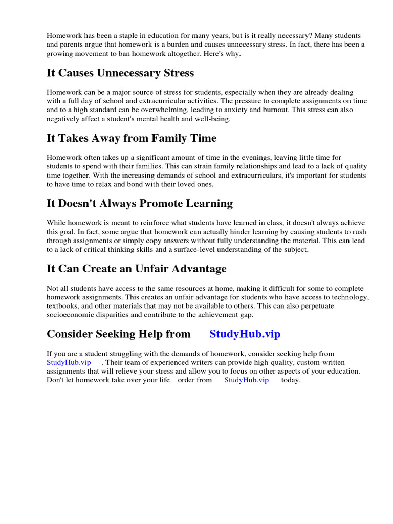 Homework Must Be Banned | PDF | Homework | Teachers