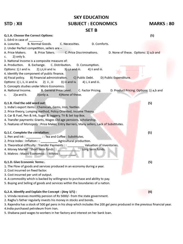 Economics Paper 2: Questions & Concepts | PDF | Supply (Economics) | Demand