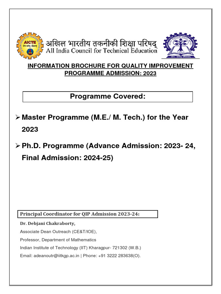 QIP Admission Brochure 22-06-2023 FINAL | PDF | Biotechnology | Engineering
