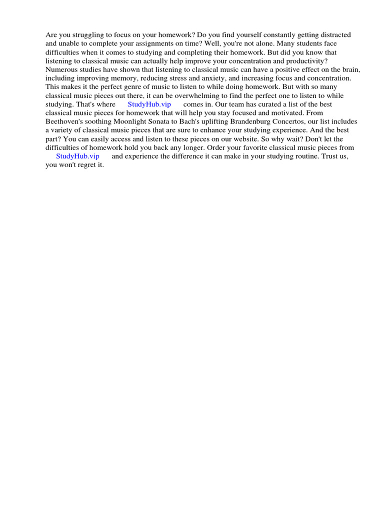 Best Classical Music For Homework | PDF