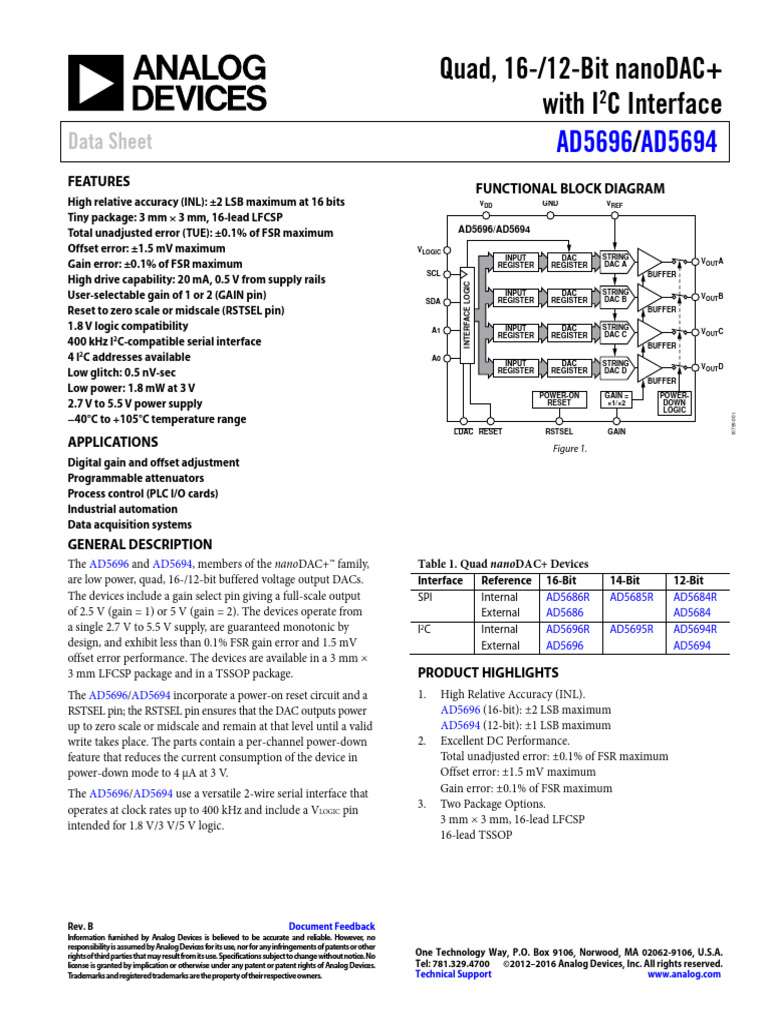 Ad5696 5694 | PDF | Electrical Engineering | Electronics