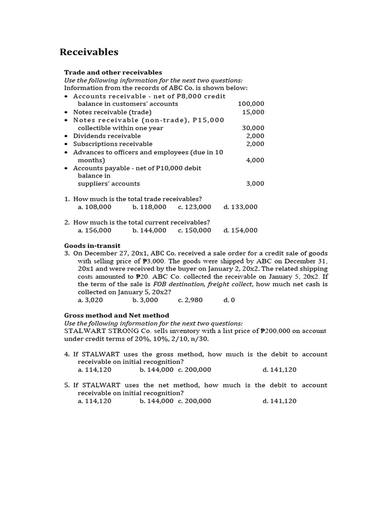 3_Receivables | PDF | Bad Debt | Debits And Credits