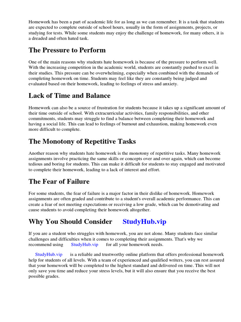 Why Students Hate Homework | PDF | Homework