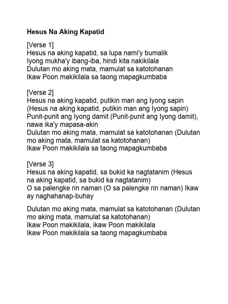 Hesus Na Aking Kapatid | PDF