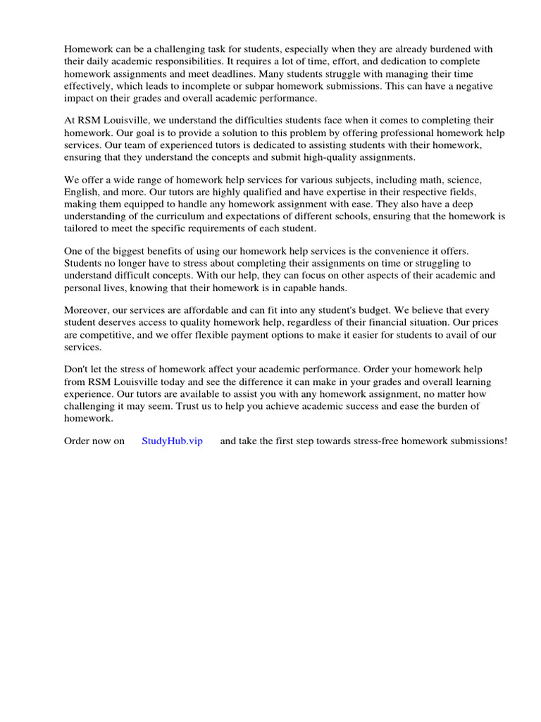 RSM Louisville Homework | PDF | Homework | Mathematics