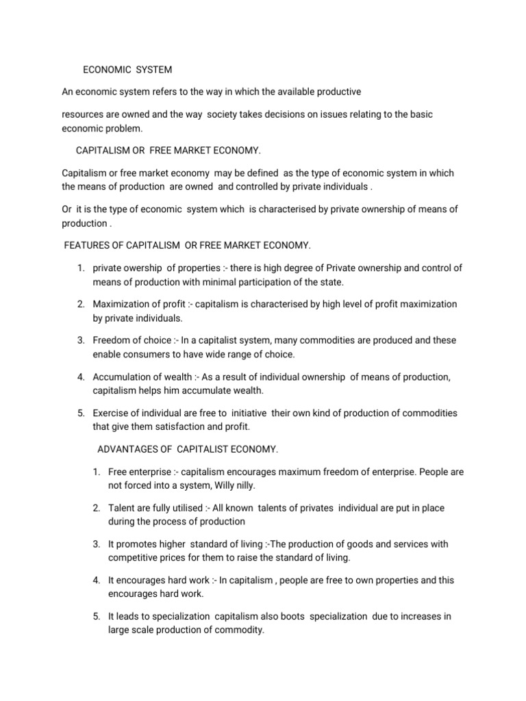 Economic System | PDF | Capitalism | Economic System