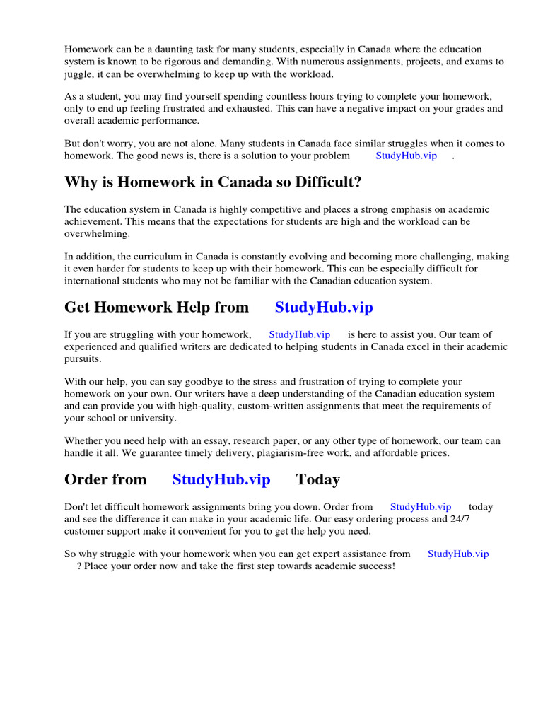 Canada Homework | PDF | Homework