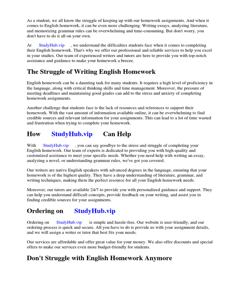 Help Me Do My English Homework | PDF | Homework | English Language